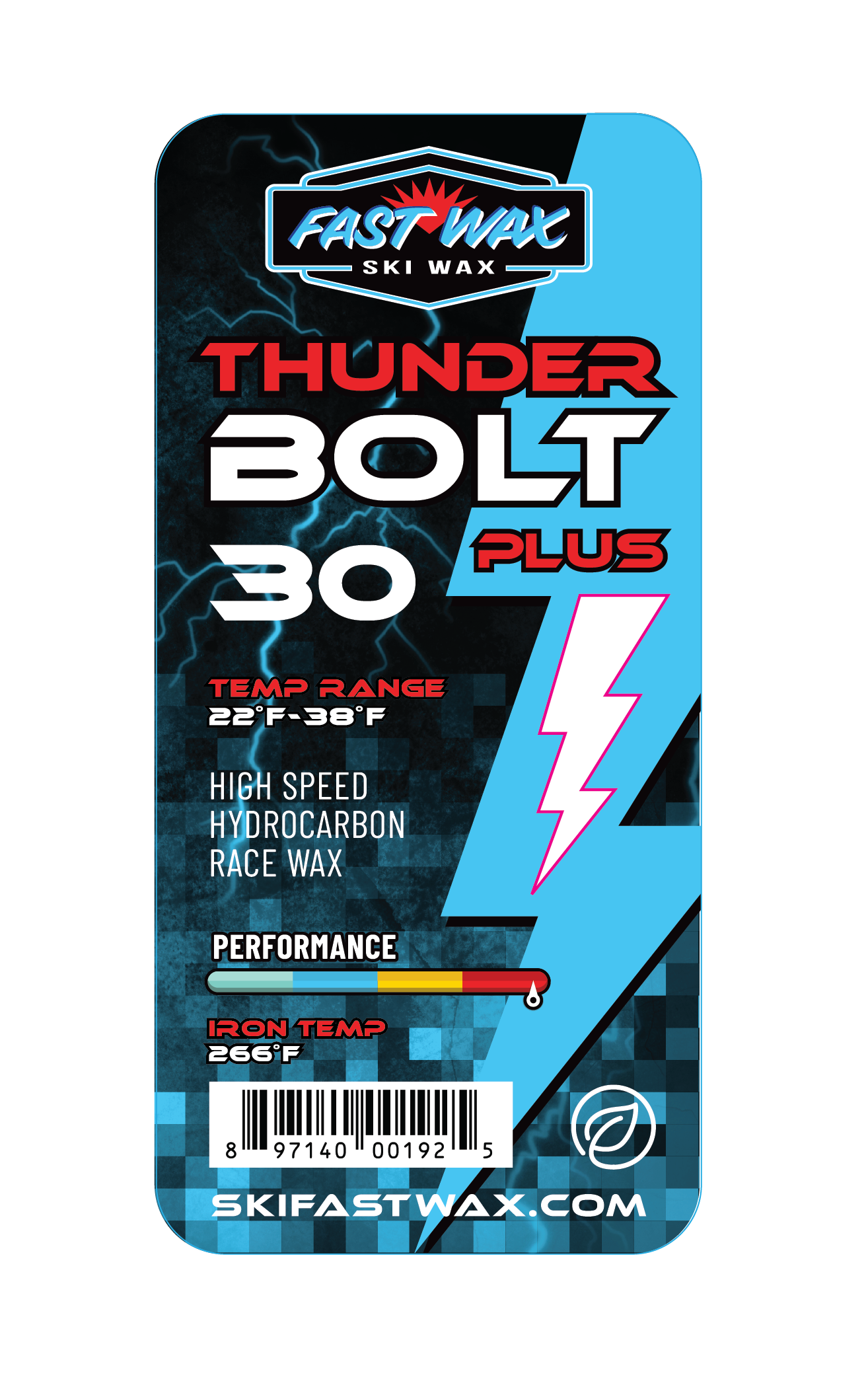 Fast Wax Thunder Bolt 30+ Hydrocarbon Race Wax - 80g – Utah Ski Gear